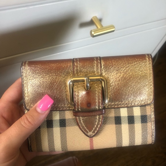 Burberry | Accessories | Burberry Check Plaid Metallic Leather Canvas ...